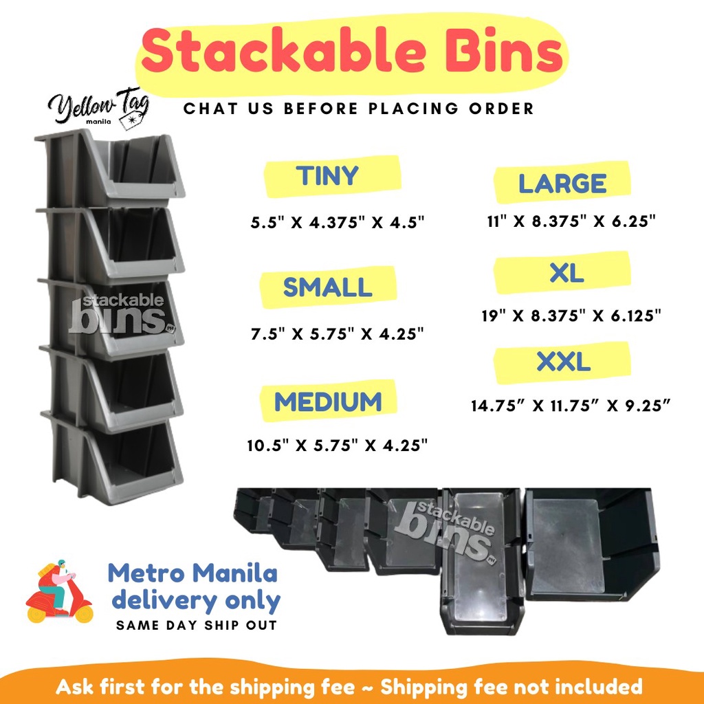 GRAY Stackable Bins Storage Organizer Space Savers Storage Solutions ...