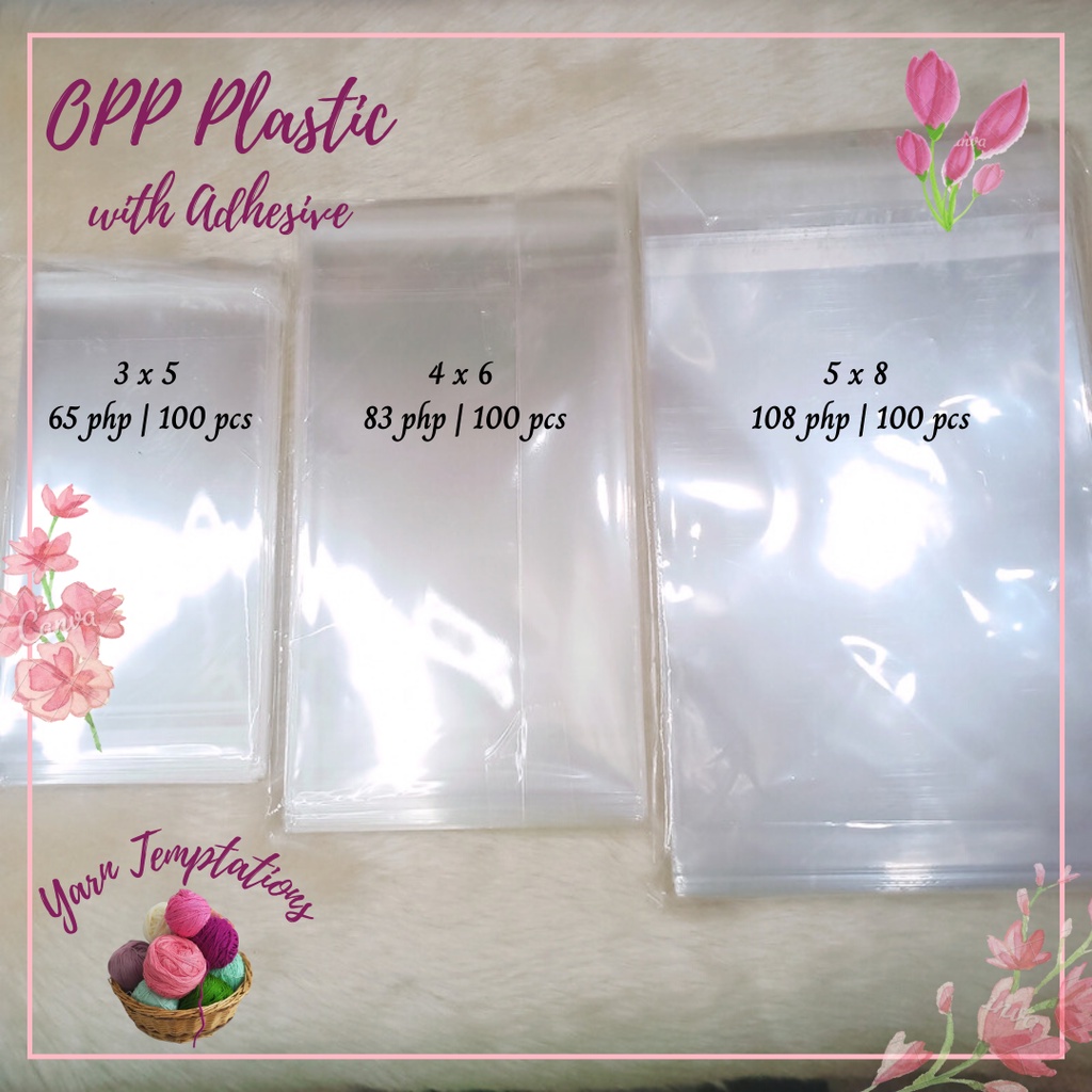 100pcs OPP Plastic with Adhesive / Clear Plastic / Resealable / 3x5 ...