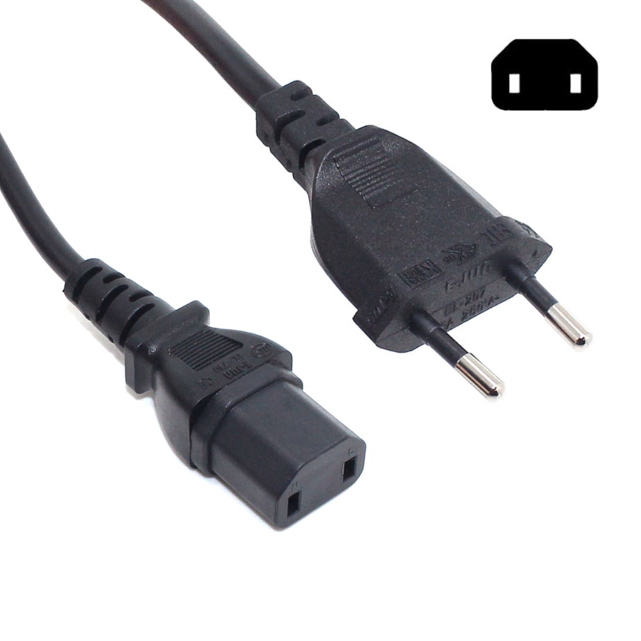 Universal 2Prong Male Plug To IEC320 C17 Female Adapter AC Power Cord ...
