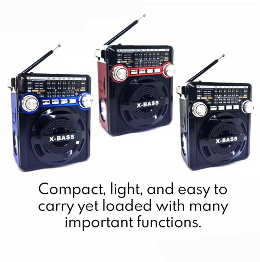 XBass Am-058 AM/FM 3-Band Rechargeable Radio receiver with Solar Panel ...