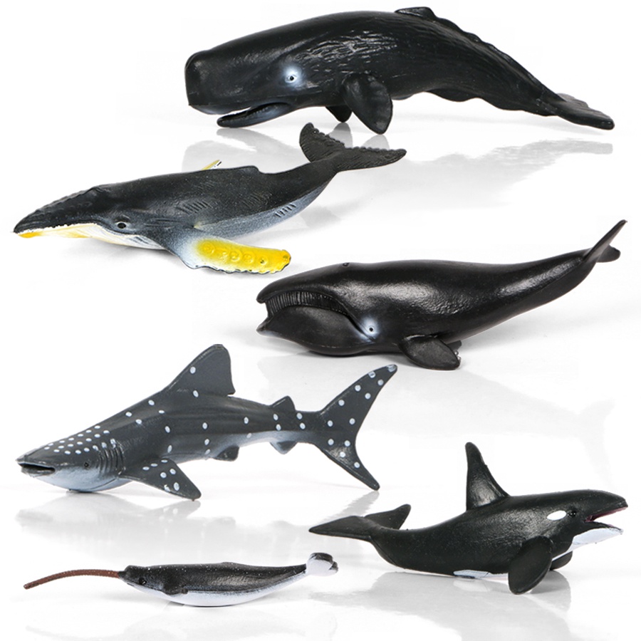 6PCS/SET Sea Life Animals Dolphin Rays Whale Shark Model Action Figures ...