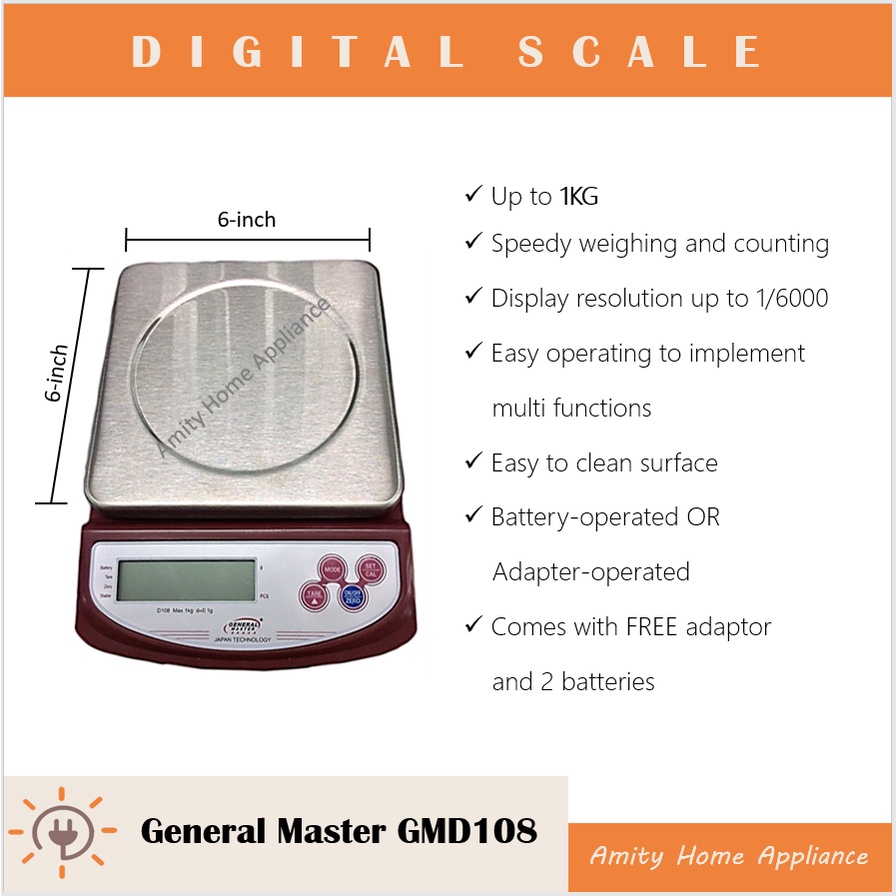 General Master Digital Food Weighing Scale 1KG GMD108 | Shopee Philippines