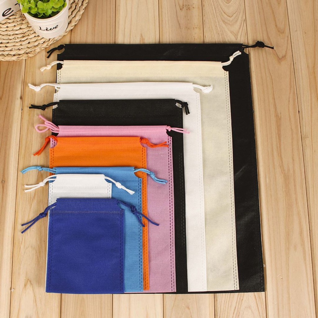 Eco Bag Drawstring Pouch Non Woven Travel Shoe String Bag Dustproof