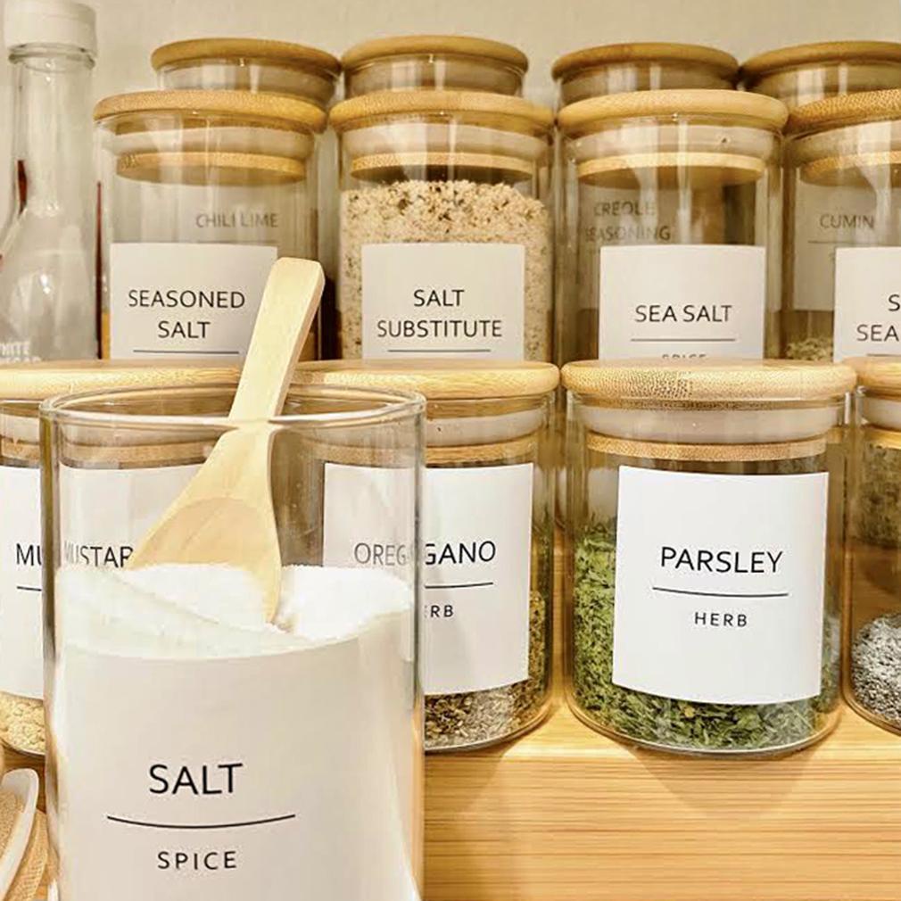 Pantry Spice Seasoning Condiments LABEL Minimalist Jar Kitchen Stickers ...