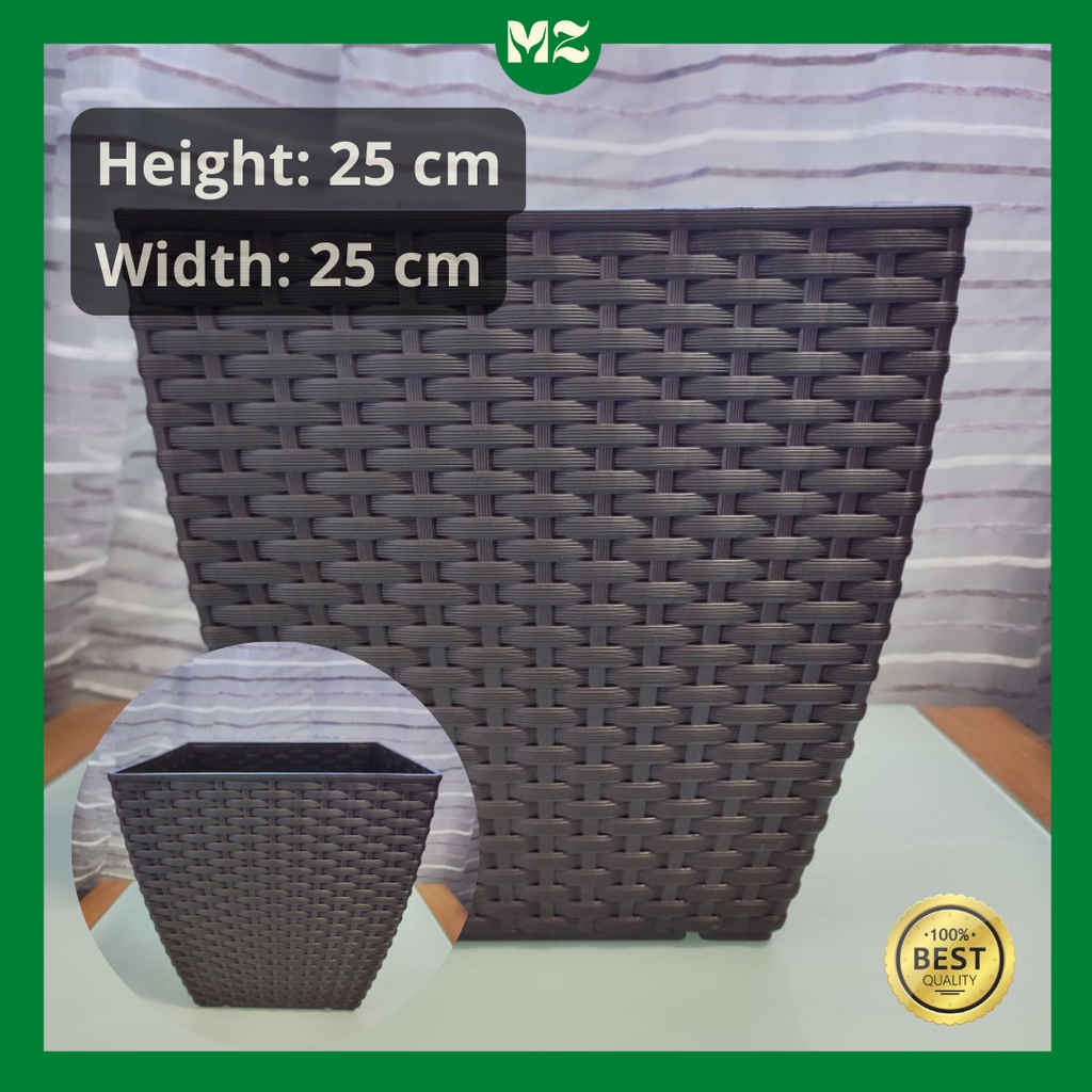 Dark Brown Rattan Plastic Pot for Indoor Plant Pot and Flowering Pot ...