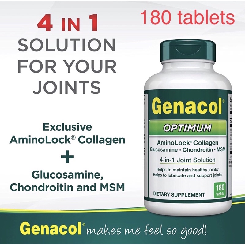 Genacol Optimum Glucosamine Chondroitin MSM Collagen 90 / 180 Tablets ...