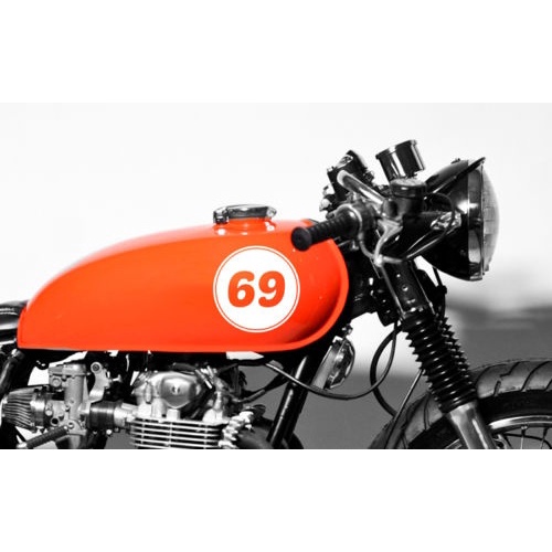 (4x) 5" Custom Made Motorcycle Tank Number Decal Stickers Cafe Racer ...