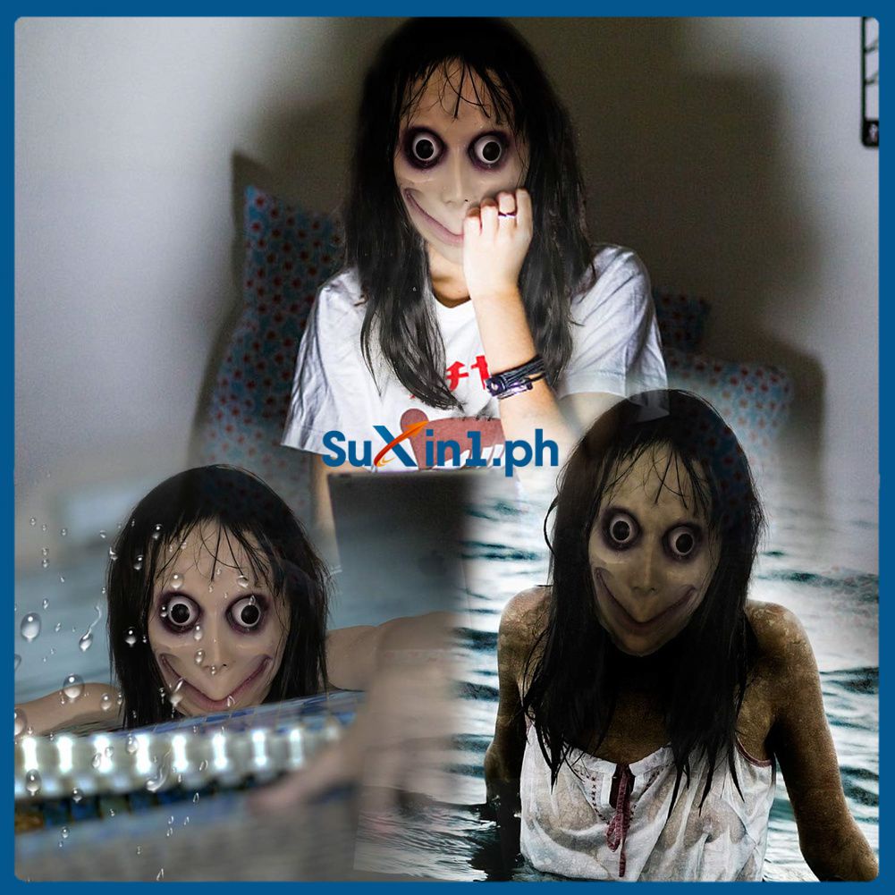 Scary Momo Hacking Game Cosplay Latex Ghost Full Head Mask With ...