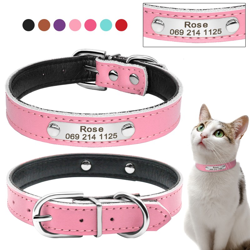 【NORMA】PU Leather Personalized Cat Collars Free Engraving Service ...