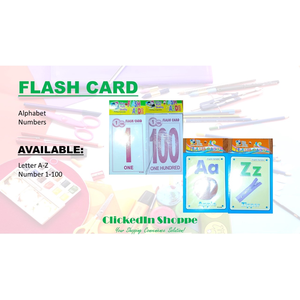 Flash Cards Alphabet A-Z Numbers 1-100 Educational -SMR- | Shopee ...