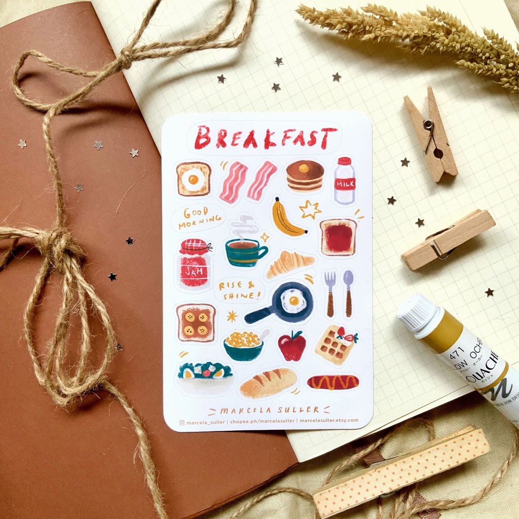 Breakfast journal planner scrapbook stickers - food egg bread coffee ...