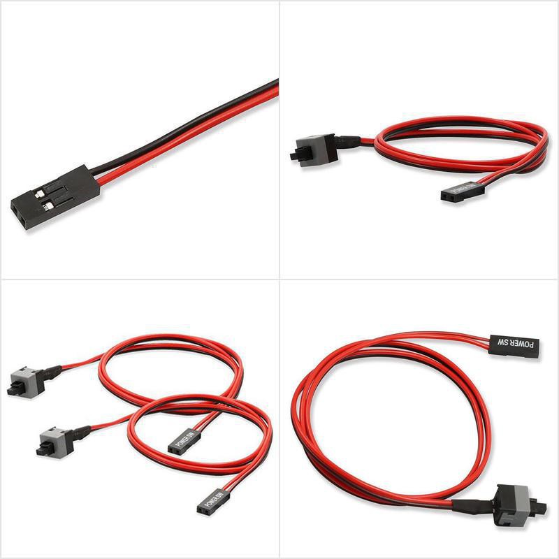 TBPH 5PCS 50cm 2 Pin SW PC Power Cable On/Off Push Button ATX Computer ...