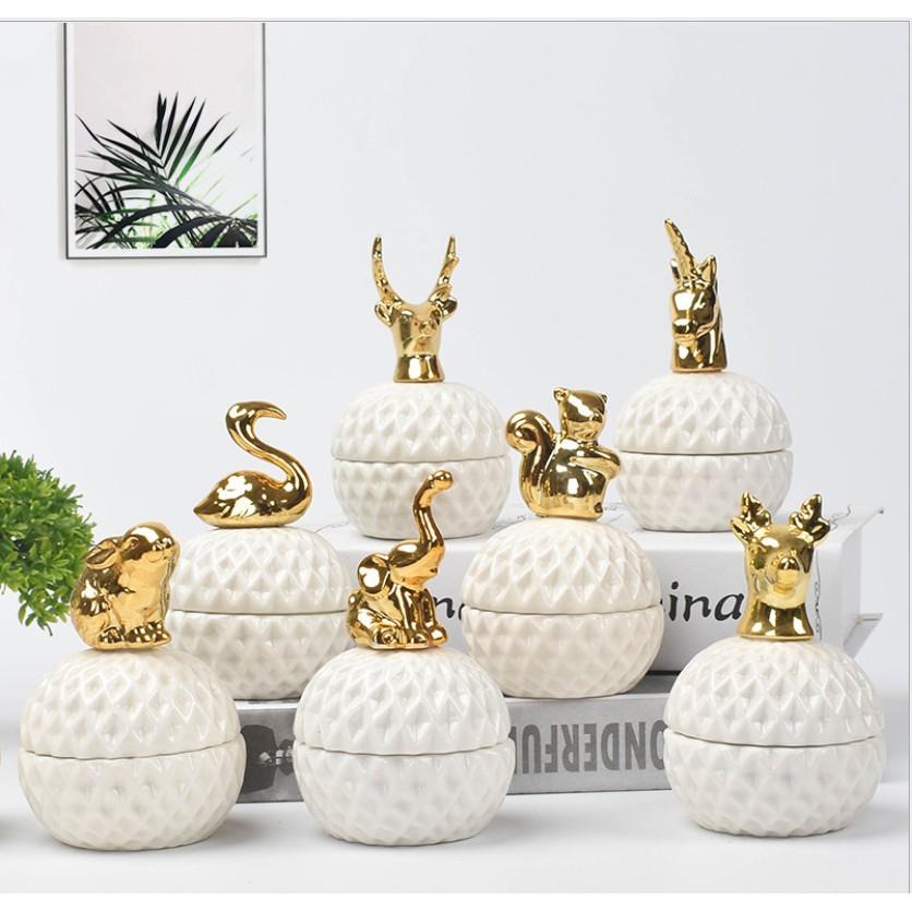 Ceramic Animal Storage Jars Bear Rabbit Cover Spices Candy Tank ...