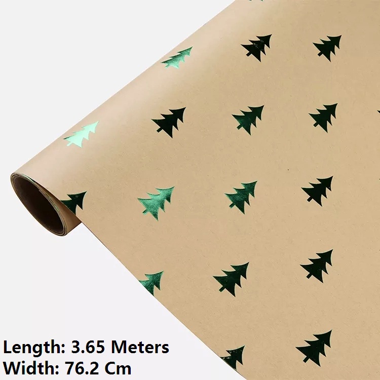 Continuous Roll Kraft Gift Wrapper for Christmas & Any Occasion (Green ...