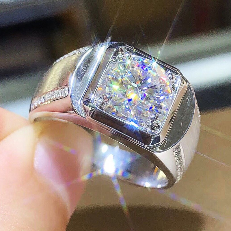 Men's Diamond Ring 925 Silver Engagement Ring | Shopee Philippines