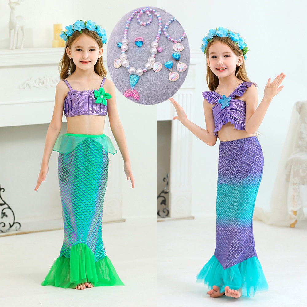 Mermaid Gown for Kids Girl Mermaid Theme Dress Ruffle Mermaid Skirt ...