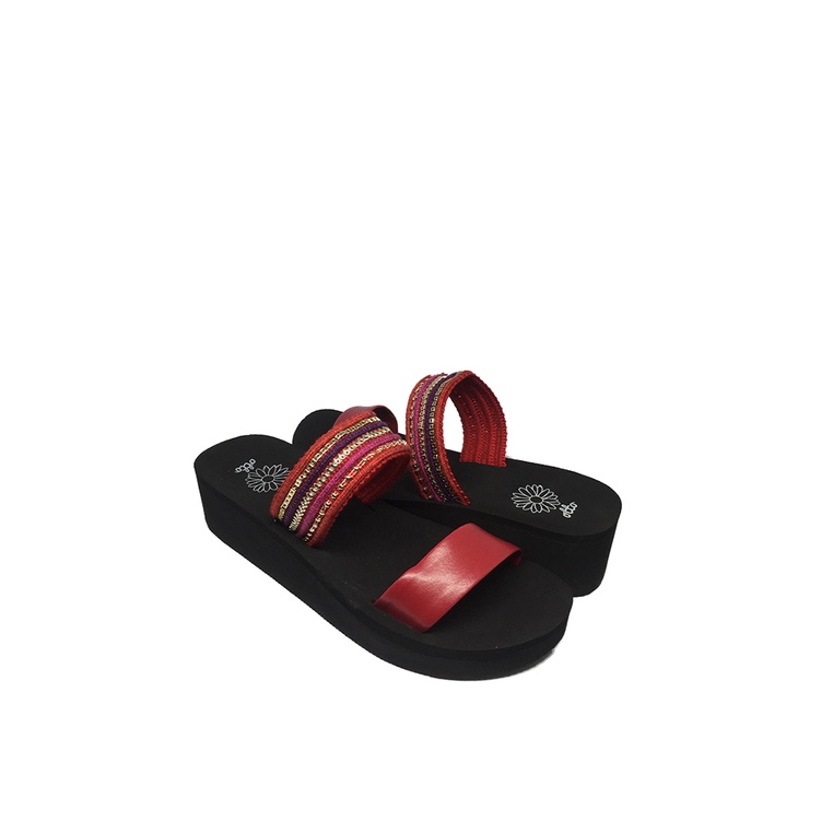 Otto 20800672 Women's Ethnic Double Strap Wedge Sandals in Red | Shopee ...