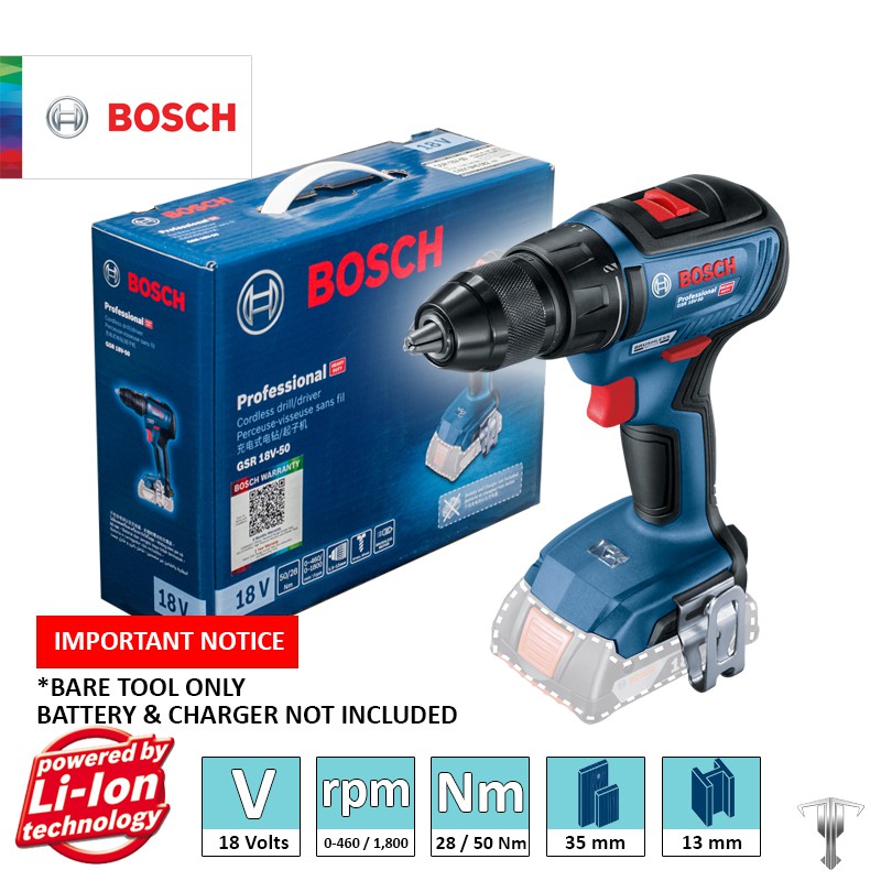 Bosch GSR 18V-50 Professional 18 V Brushless Cordless Drill / Driver (Bare Tool) | Shopee ...