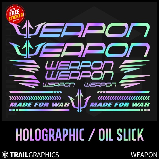 WEAPON Holographic / Oil Slick Vinyl Sticker Decal for Mountain Bike ...