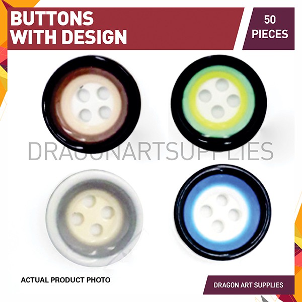 (50pcs) Stripe Buttons with design for scrapbook sewing | Shopee ...