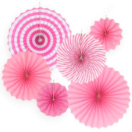 6 in 1 Simple Light Pink Paper Fan Decoration for Pink Color Scheme ...
