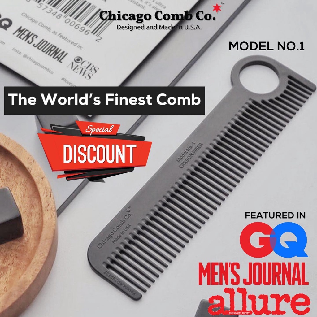 CHICAGO COMB CO. Model No. 1 Carbon Fiber Comb (The World's Finest Comb ...