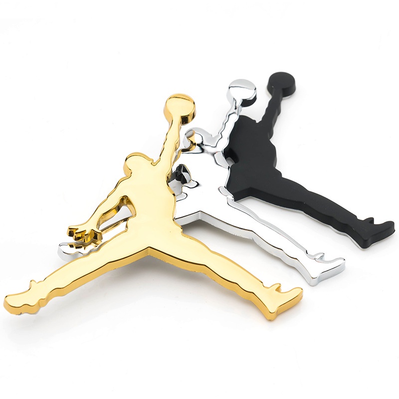 Car Stickers Basketball Michael Jordan Metal Logo Emblem Silvery Golden ...