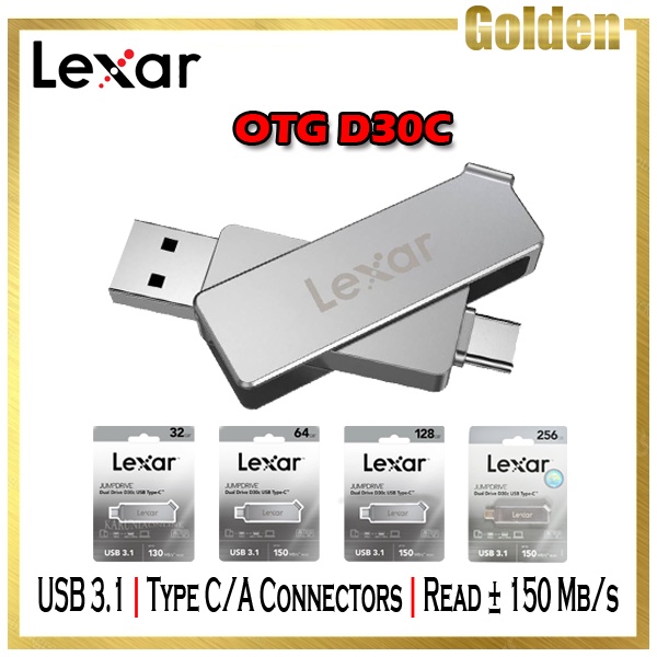 Lexar OTG D30C USB 3.0 Type-C 32GB 64GB 128GB 256GB Official Warranty ...