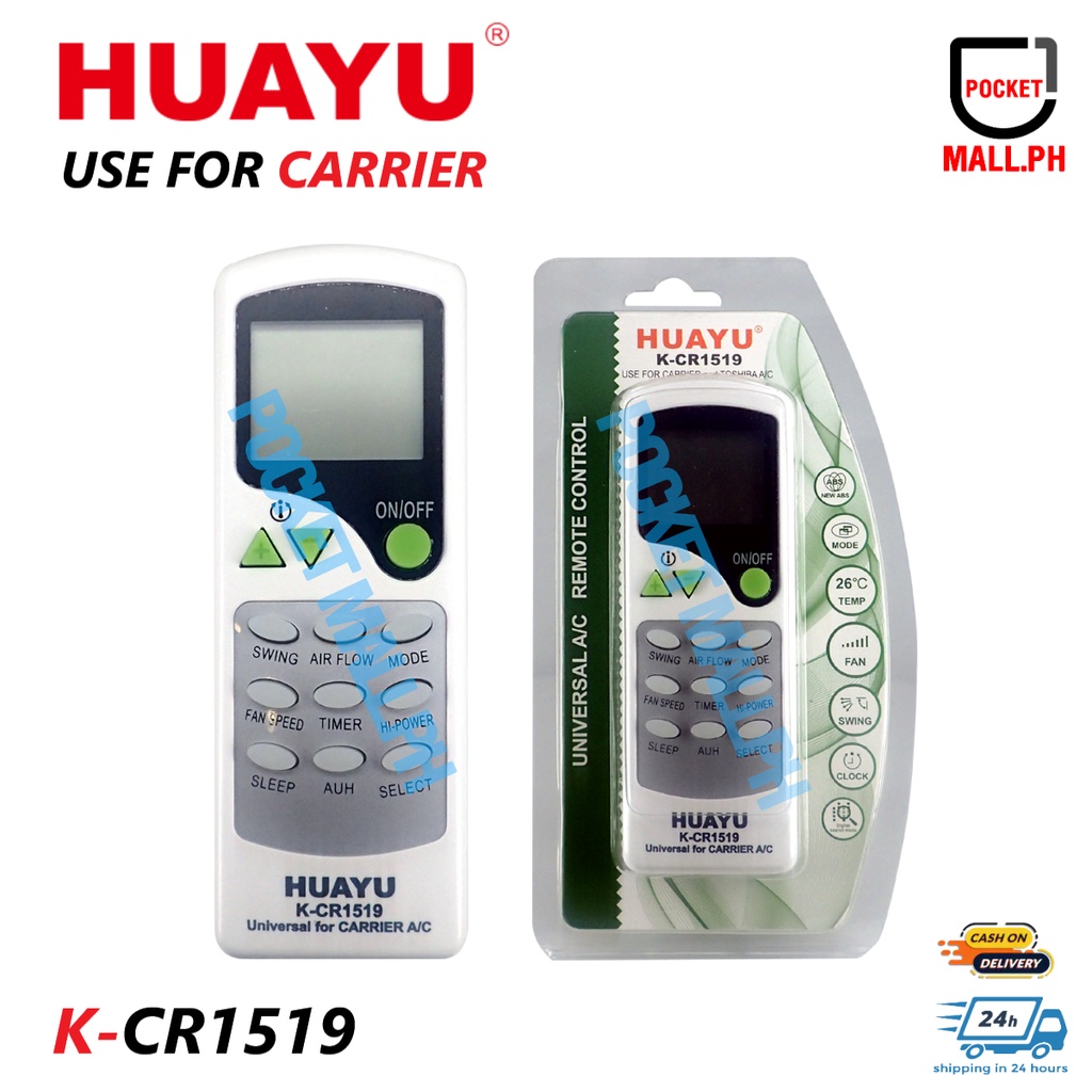 Huayu Universal AC Remote Control Use for CARRIER air conditioner K-CR1519 COD | Shopee Philippines