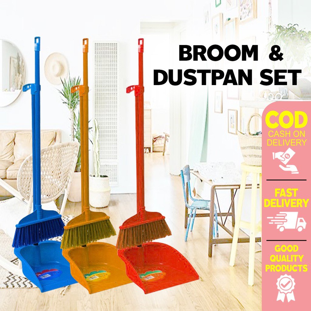 Broom and Dustpan Set Dust Pan with Handle Cleaning Brush Broom Floor Sweep Walis 2 in 1 ...