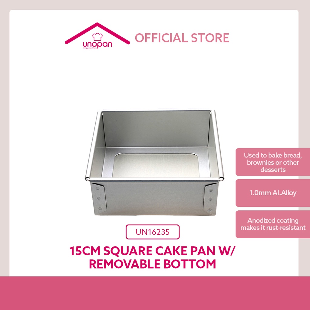 Unopan 15cm Square Cake Pan w/ Removable Bottom (UN16235) | Shopee ...