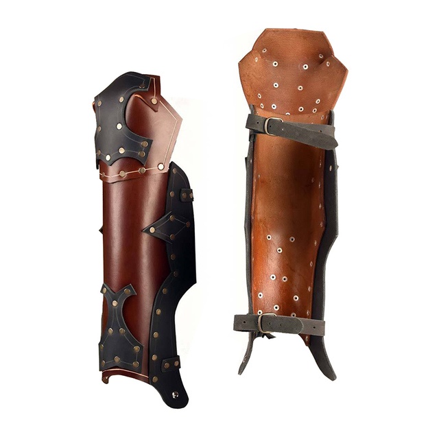 Men Women Leather Greave Medieval Leg Calf Armor Protection LARP Viking ...