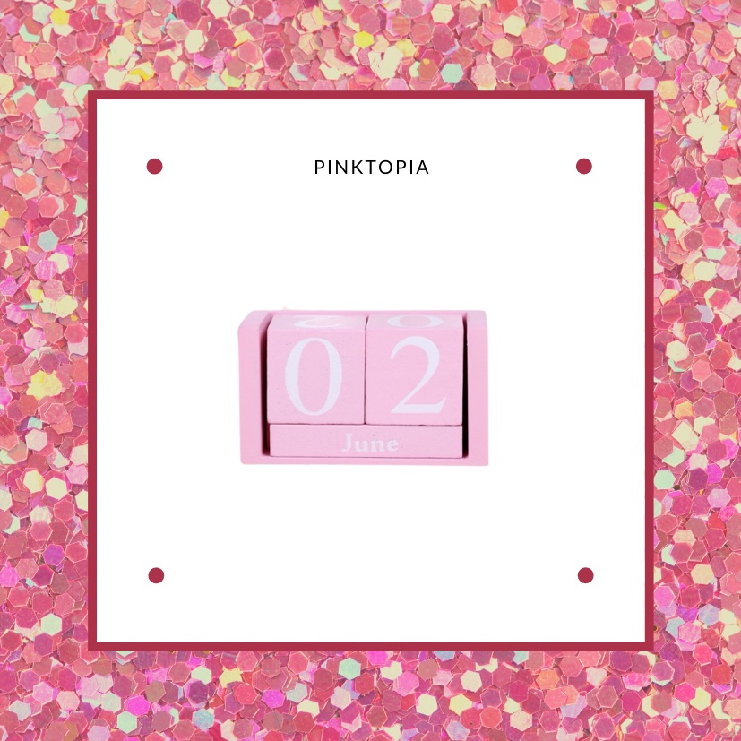 Pinktopia Pink Super Cute Wooden Desk Table Block Calendar with Month ...