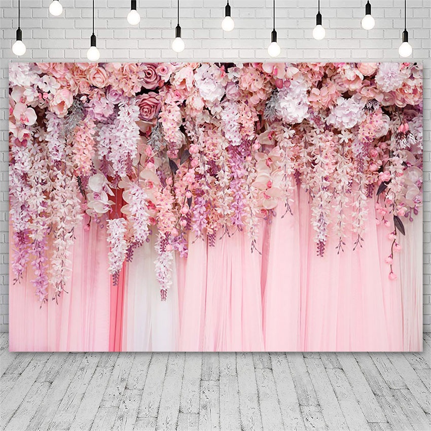 Custom Wedding Backdrop Flower Pink Floral Birthday Banner Photography ...