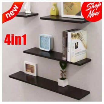 4in1(BLACK) Wall Shelf Wall Mounted Storage Rack Wall Decoration Holder ...
