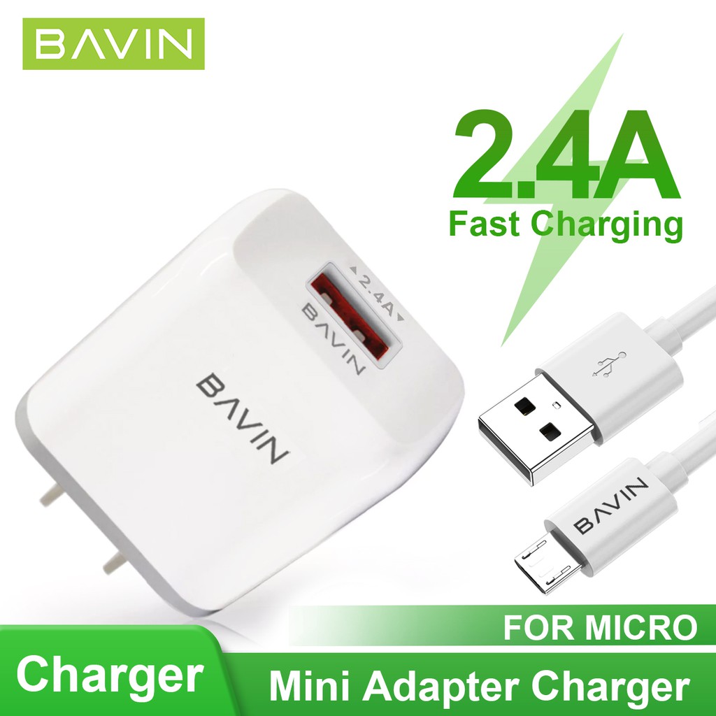 BAVIN PC368 2.4A Wall Charger W/ Multi Protection & 1 Meter Cable for ...