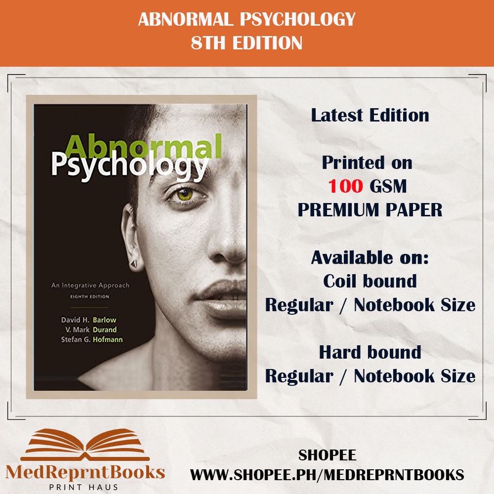 ABNORMAL PSYCHOLOGY: AN INTEGRATIVE APPROACH 8TH EDITION | Shopee ...