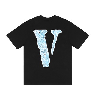 VLONE new style rose flower big V printing casual short-sleeved round ...