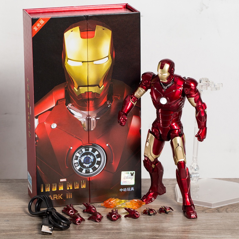 Iron Man Mark III MK3 Light Up Action Figure Collection Figurine ZD ...