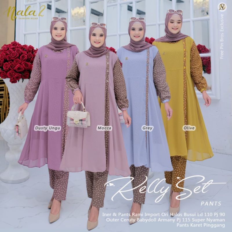 Kelly Set Pants Fab Rami Mix/Women's Set by Nala | Shopee Philippines