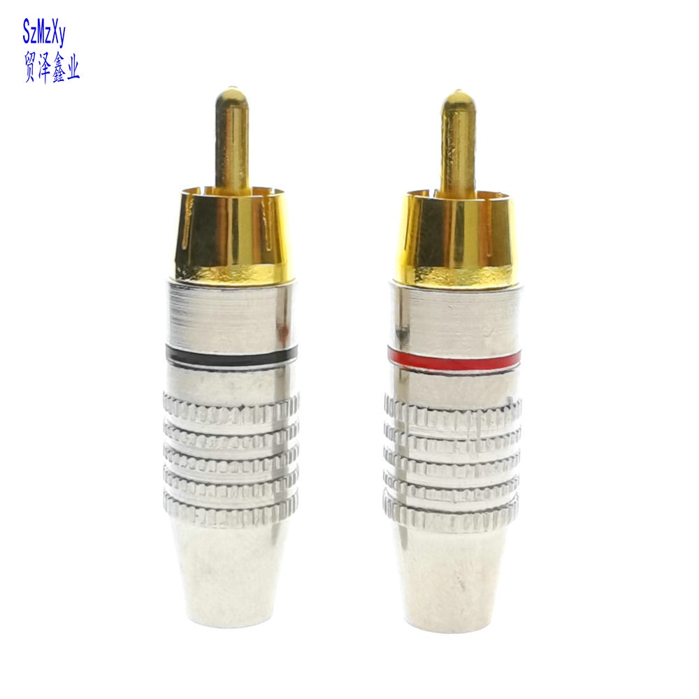 2PCS High Quality Gold RCA Phono Male Plug Solder AV Audio Video Cable Adapter Connector ...