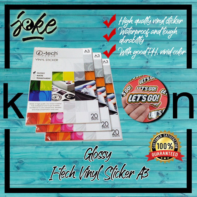 I-TECH Waterproof Printable Vinyl Sticker A3 Size | Shopee Philippines