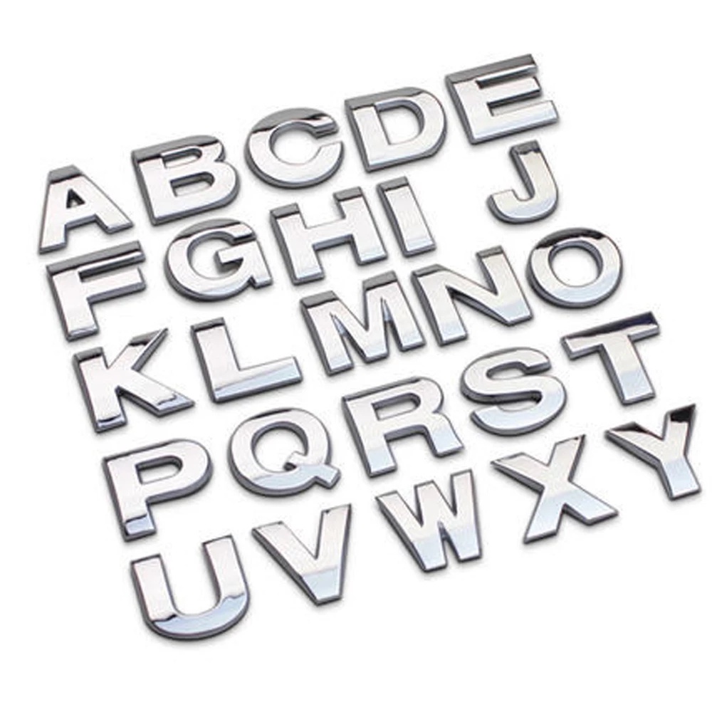 1pcs Silver Badge Chrome Silver Letters Numbers Logo Car Stickers ...