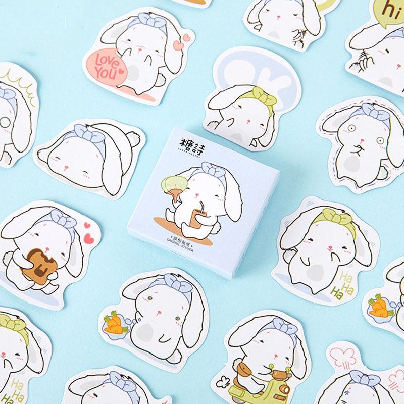 Muhammad Kawaii Cartoon Cute White Rabbit Sticker Scrapbooking Girl ...