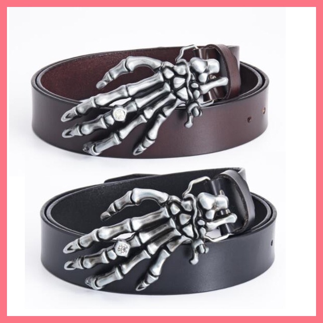 Fashion men belt skull buckle skull hand Heavy metal rock skull belt ...
