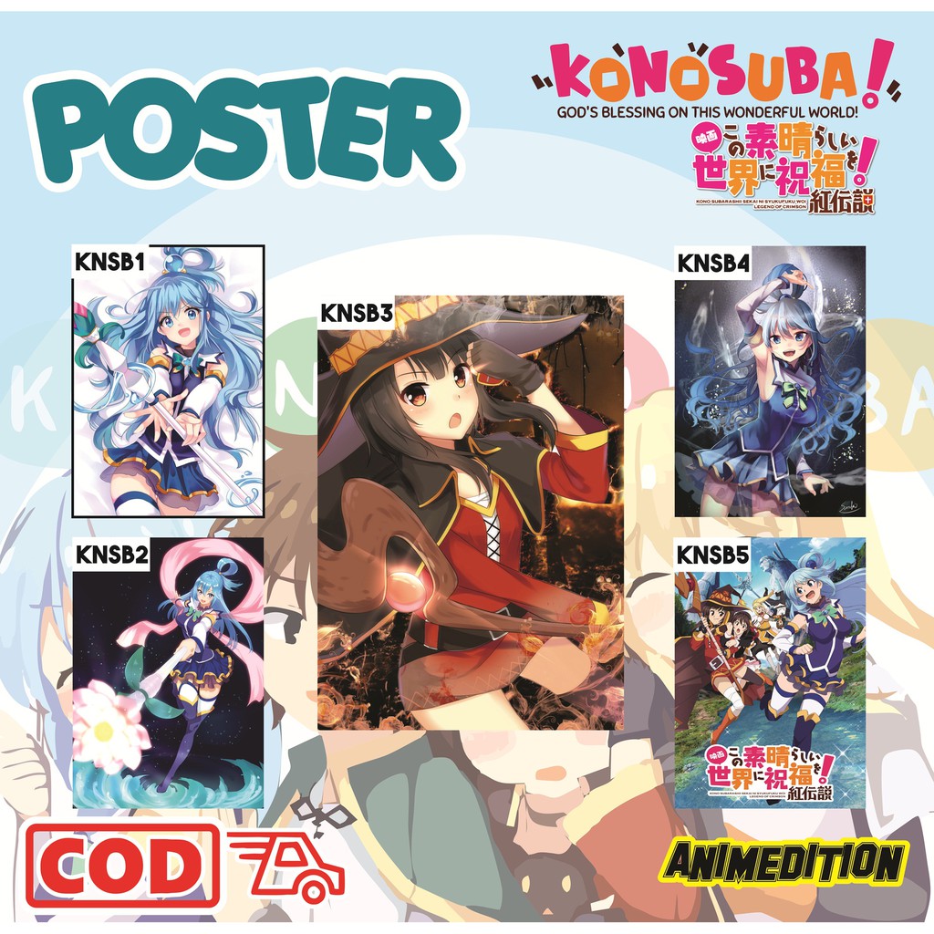 Poster Konosuba Kono Subarashii Sekai ni Shukufuku o! Kazuma Sato Aqua ...
