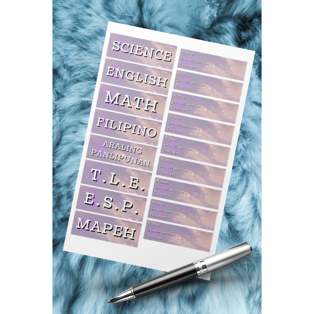 PURPLE AESTHETIC SUBJECT AND NAME STICKER SET | Shopee Philippines