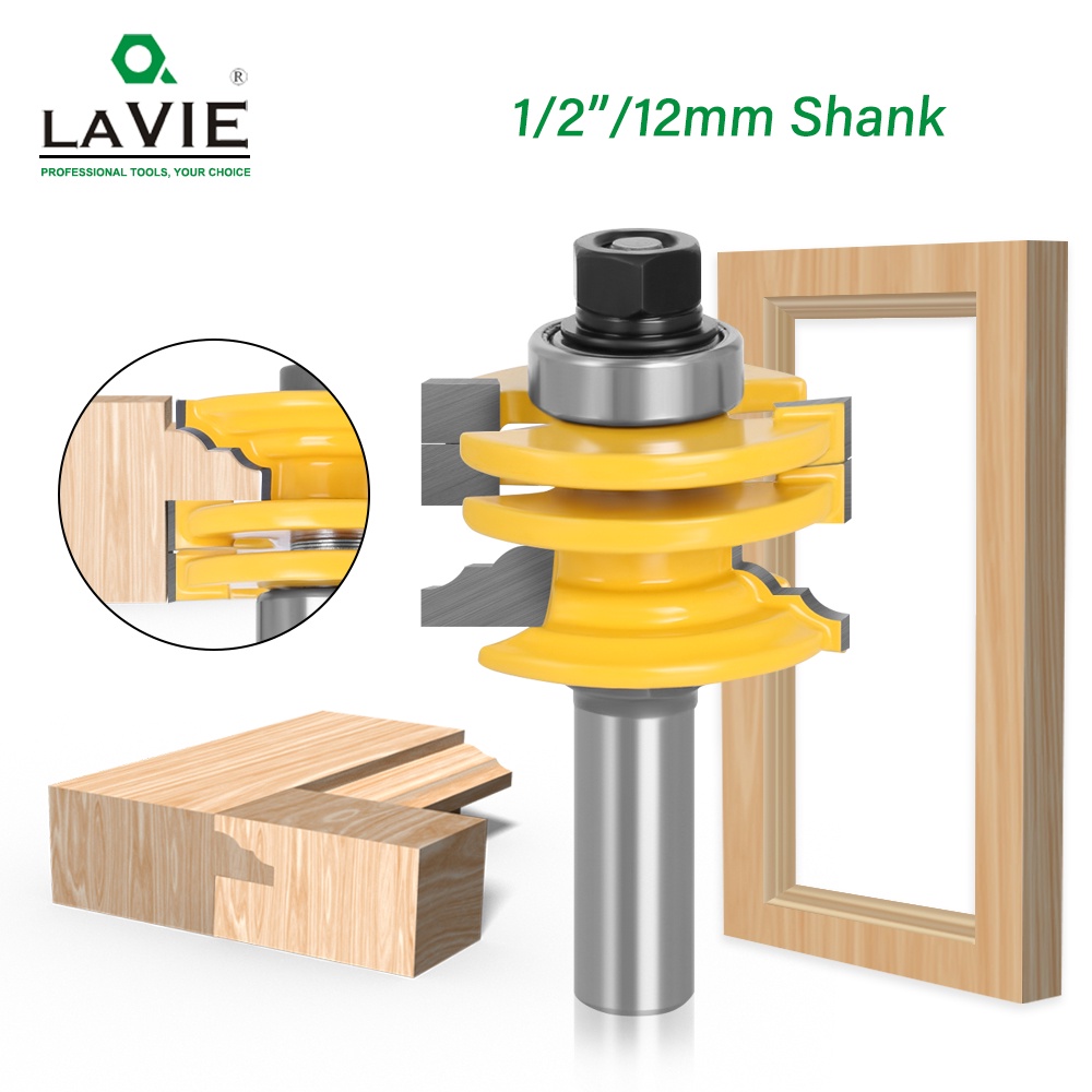 LAVIE 8mm 12mm 1/2" Shank Glass Door Rail & Stile Reversible Router Bit ...