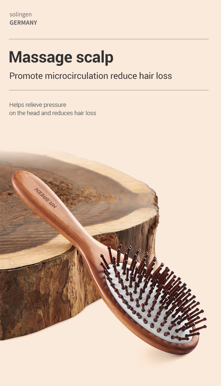 Mr.Green Hair Brush Nature Wooden Anti Static Detangle Scalp Massage ...
