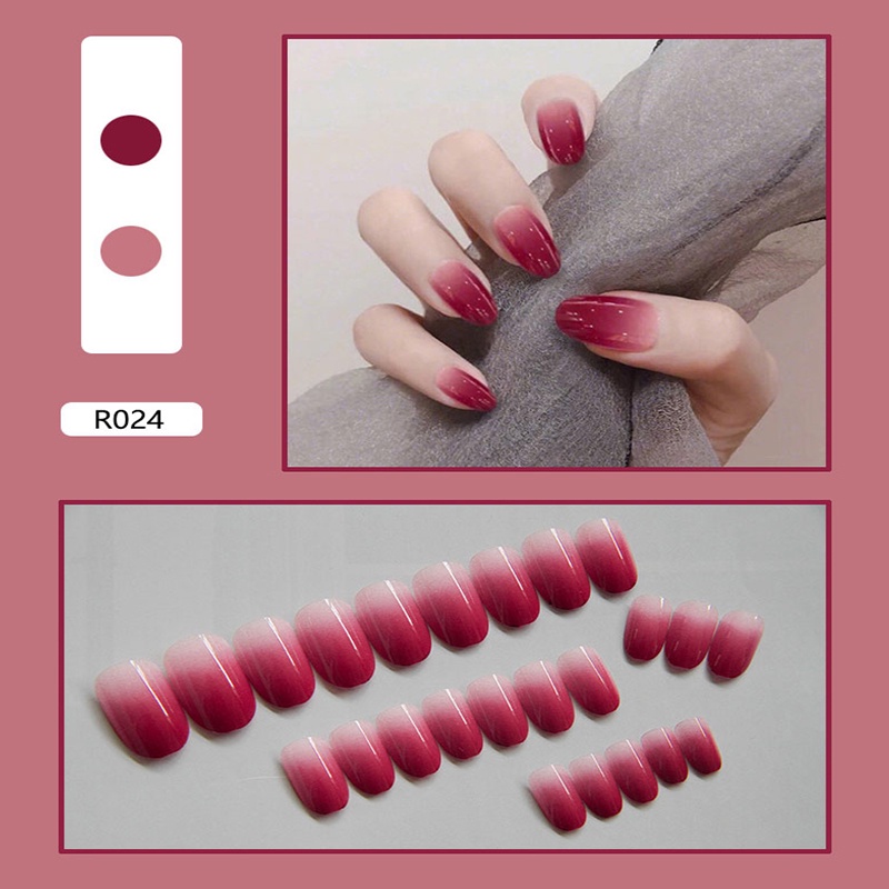 【With Free Glue Gift】24Pcs Fake Nails Set With Glue French False Nails ...